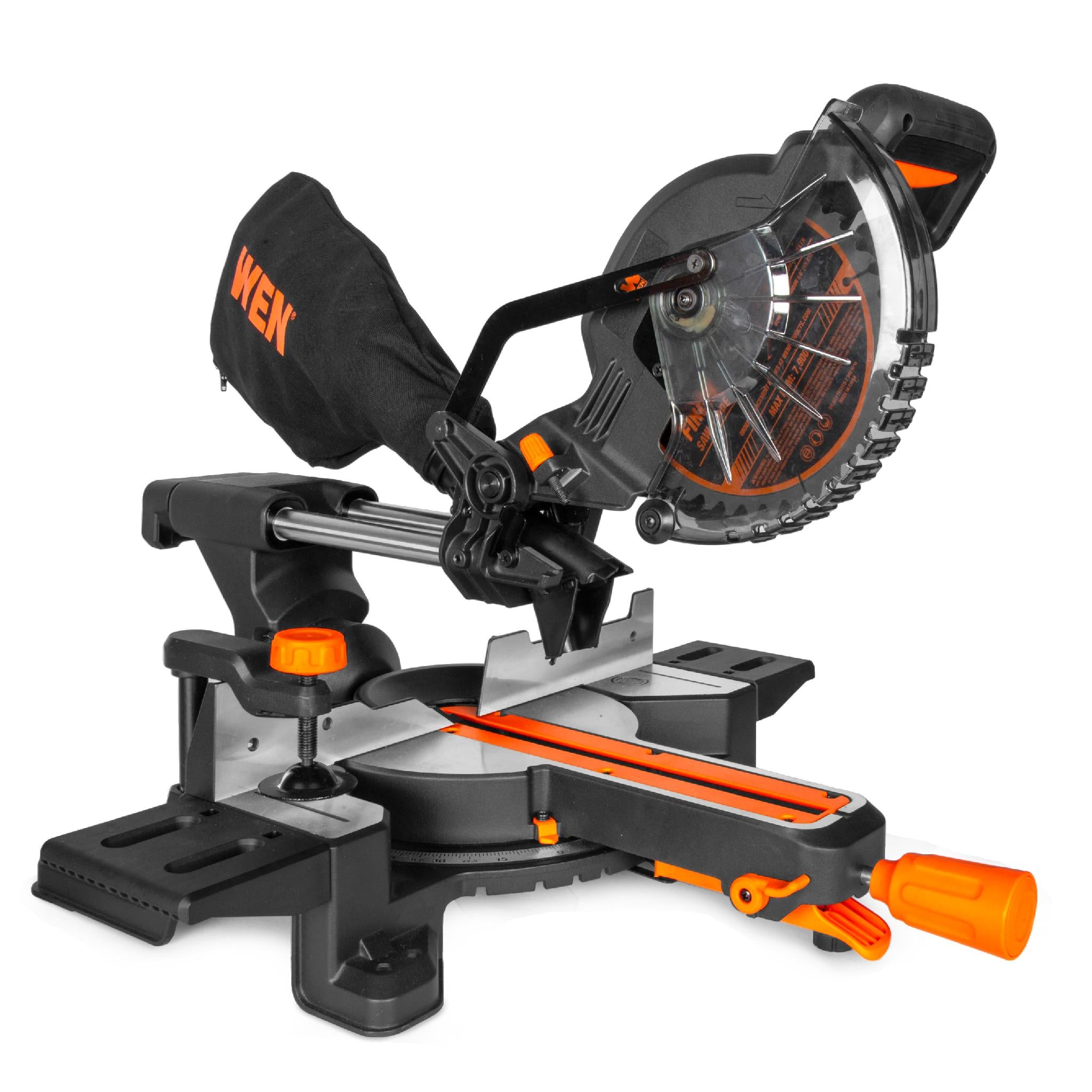 WEN 20672BT 20V Max 7.25-Inch Cordless Sliding Miter Saw, Single Bevel ...